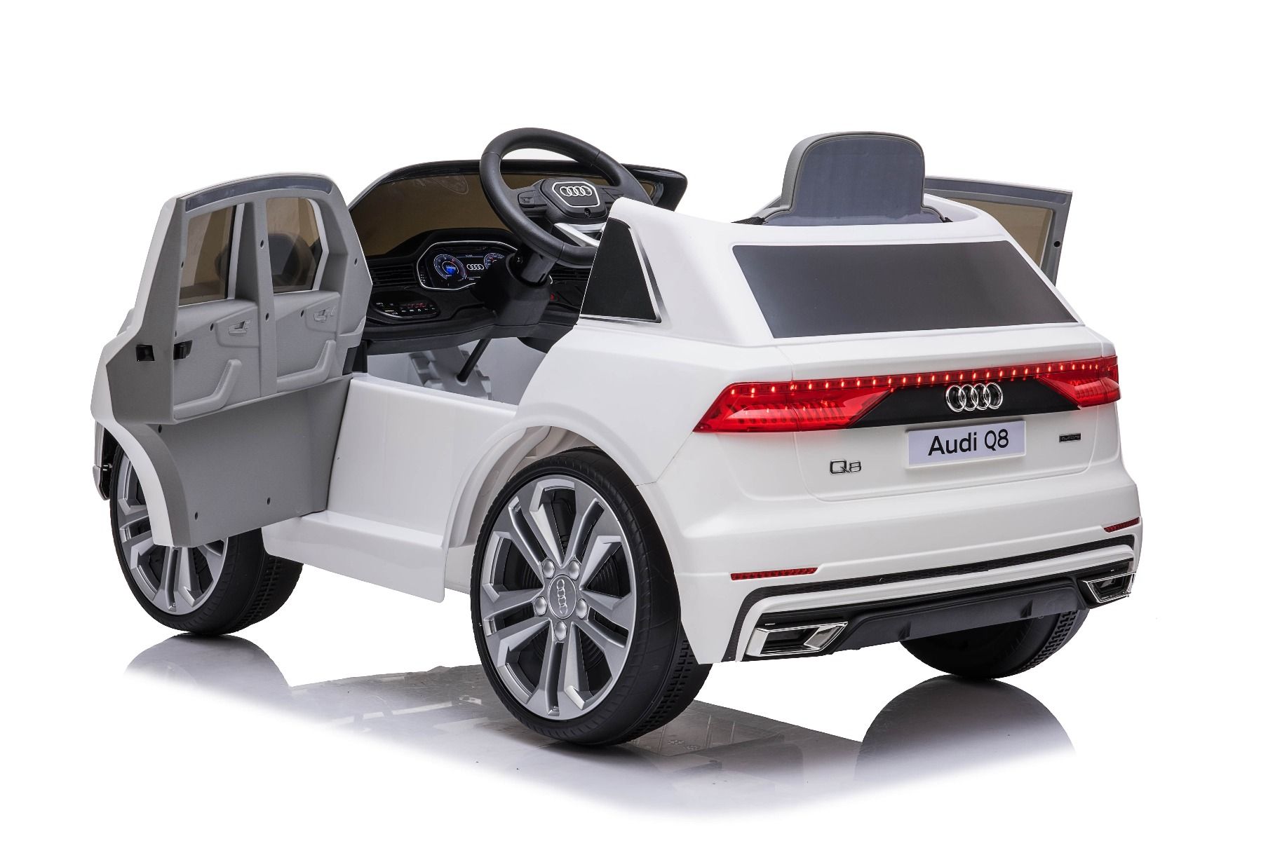 Giro elettrico su auto Audi Q8, bianco, con licenza originale, sedile ...